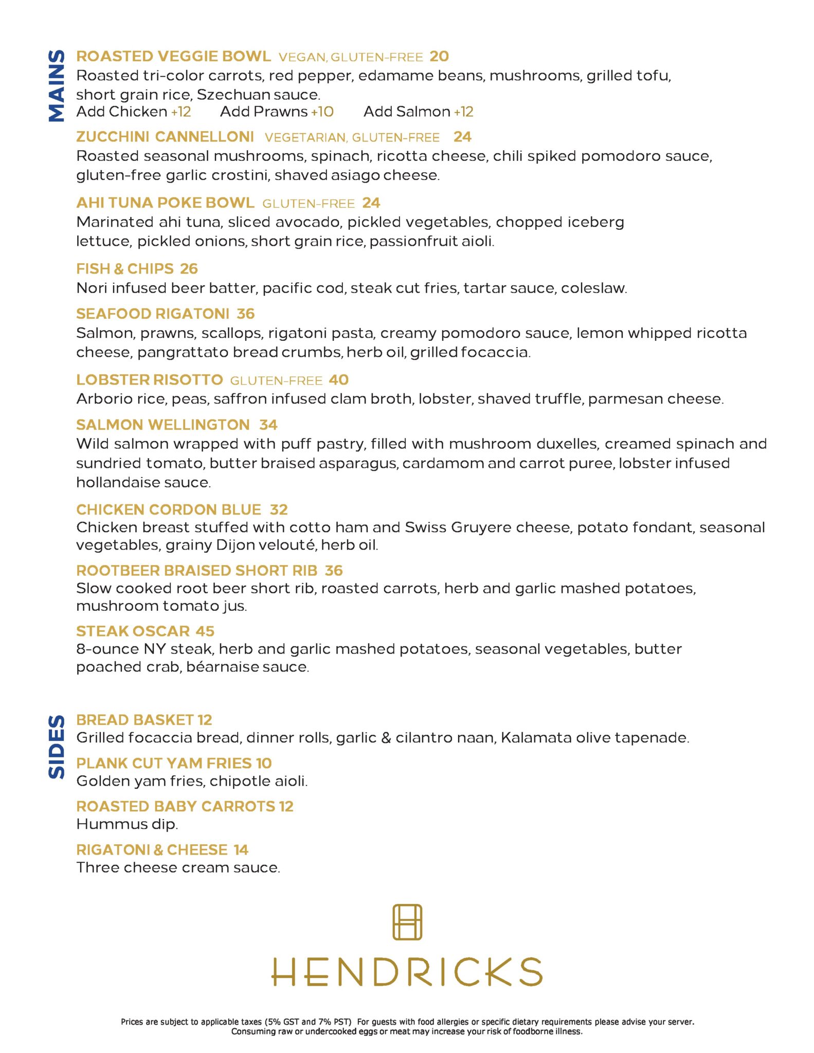 All Day Menu - Hendricks